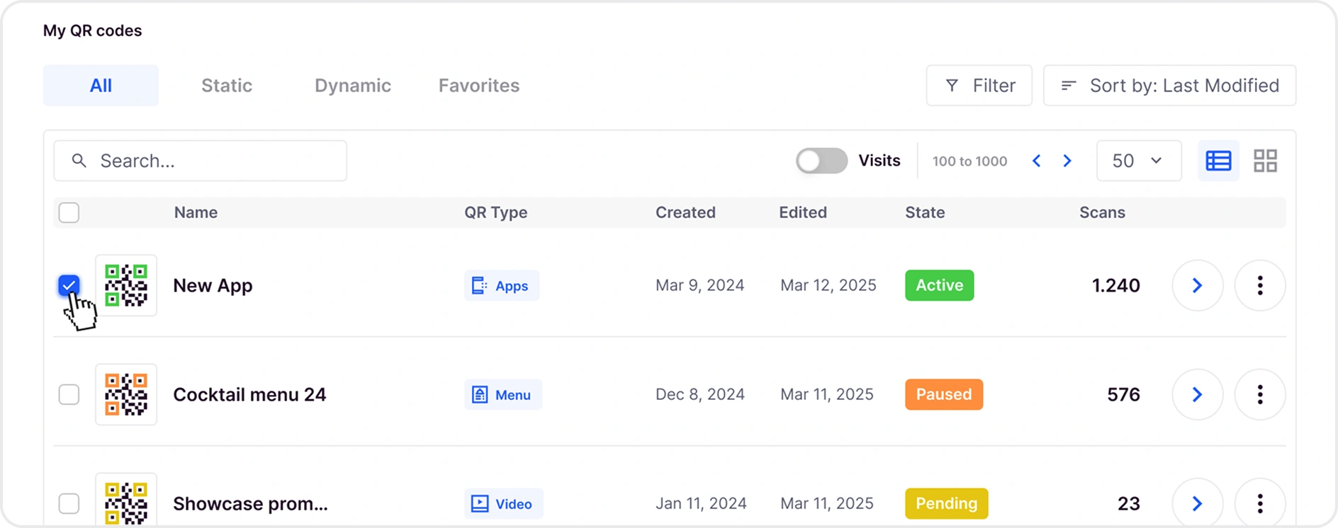 Edición de códigos QR dinámicos